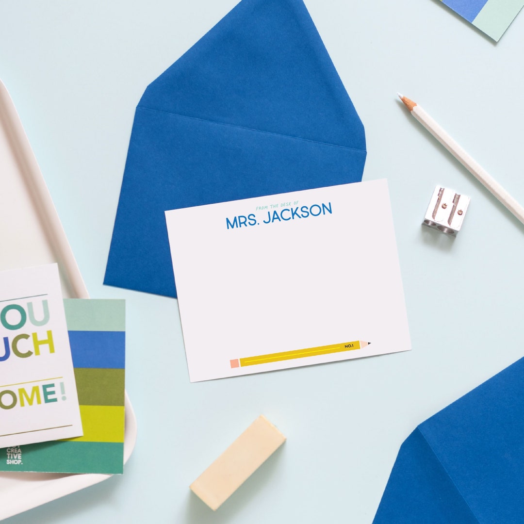 Number One Teacher Stationery, Teacher Notecards, Personalized Teacher ...