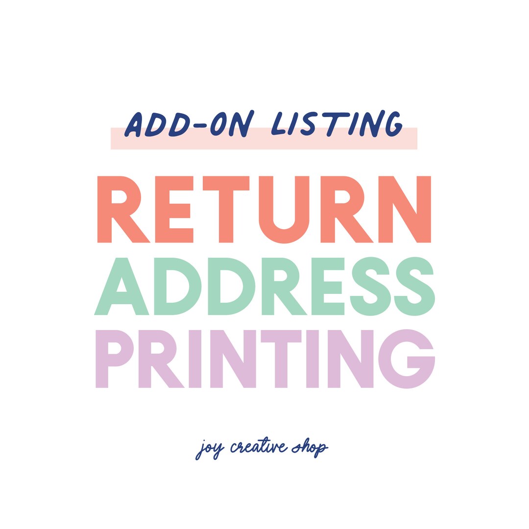 ADD-ON Custom Return Address Printing - Etsy