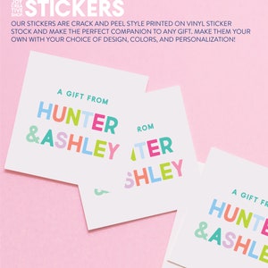 Kid's Gift Stickers, Square Stickers, Personalized Stickers, Vinyl ...