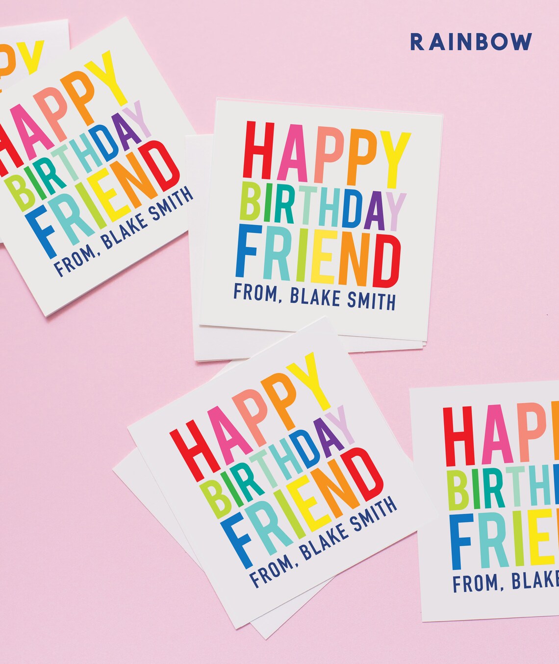 Happy Birthday Friend Stickers Square Stickers Personalized - Etsy