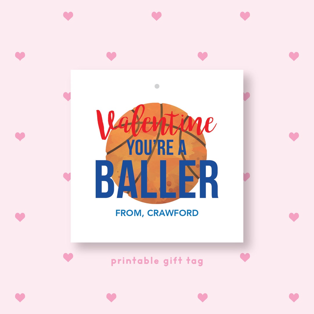 PRINTABLE Baller Valentine, Basketball Valentine, Boys Valentine ...