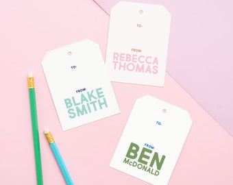 Modern Rectangular Calligraphy Wedding Favour Tag Couples Names Date ...