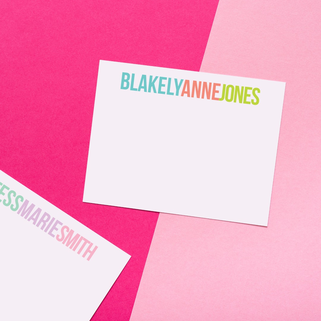 Color Block Personalized Stationery Flat Note Cards Couples - Etsy