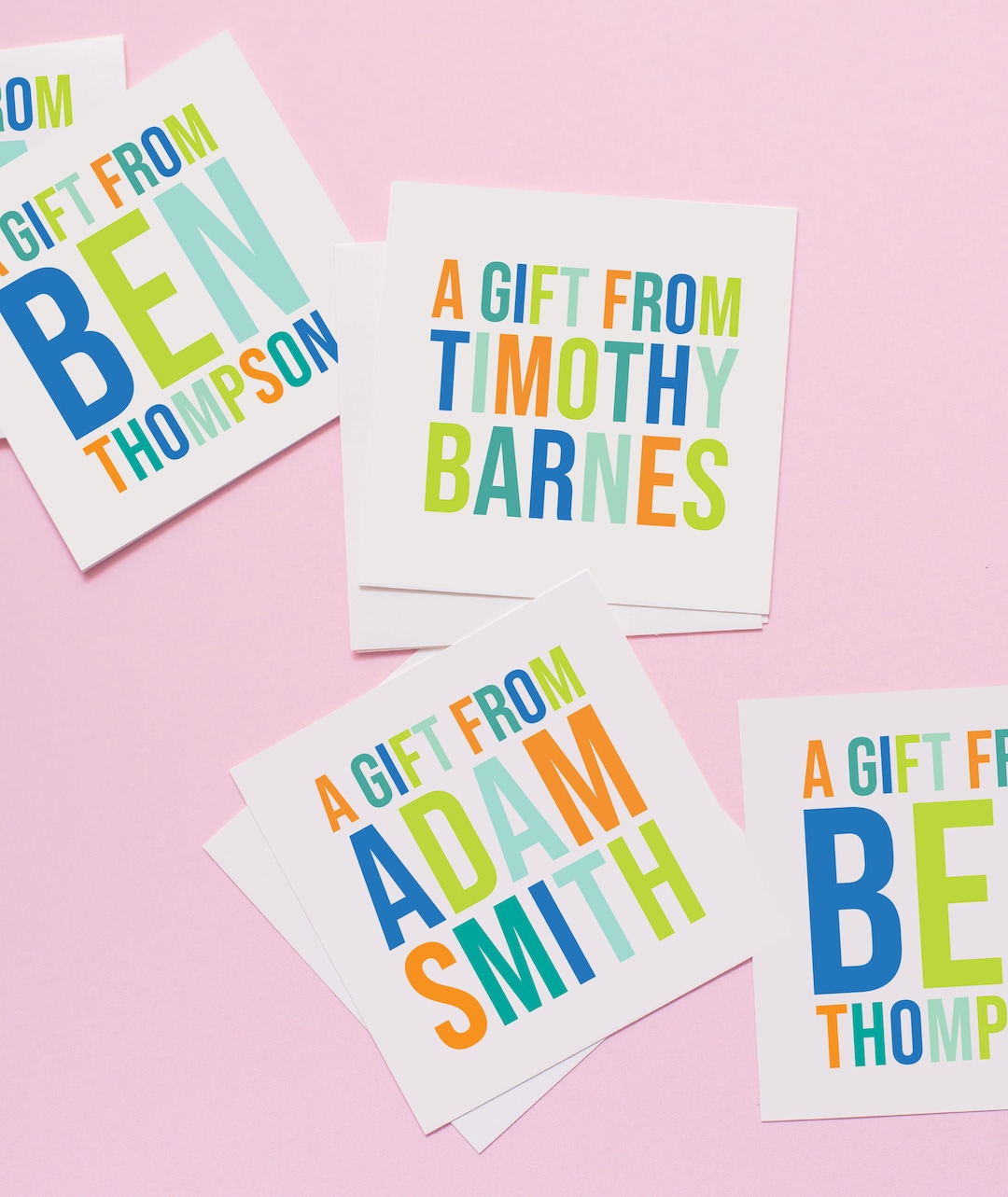 A Gift From Colorful Square Stickers, Personalized Stickers Labels ...
