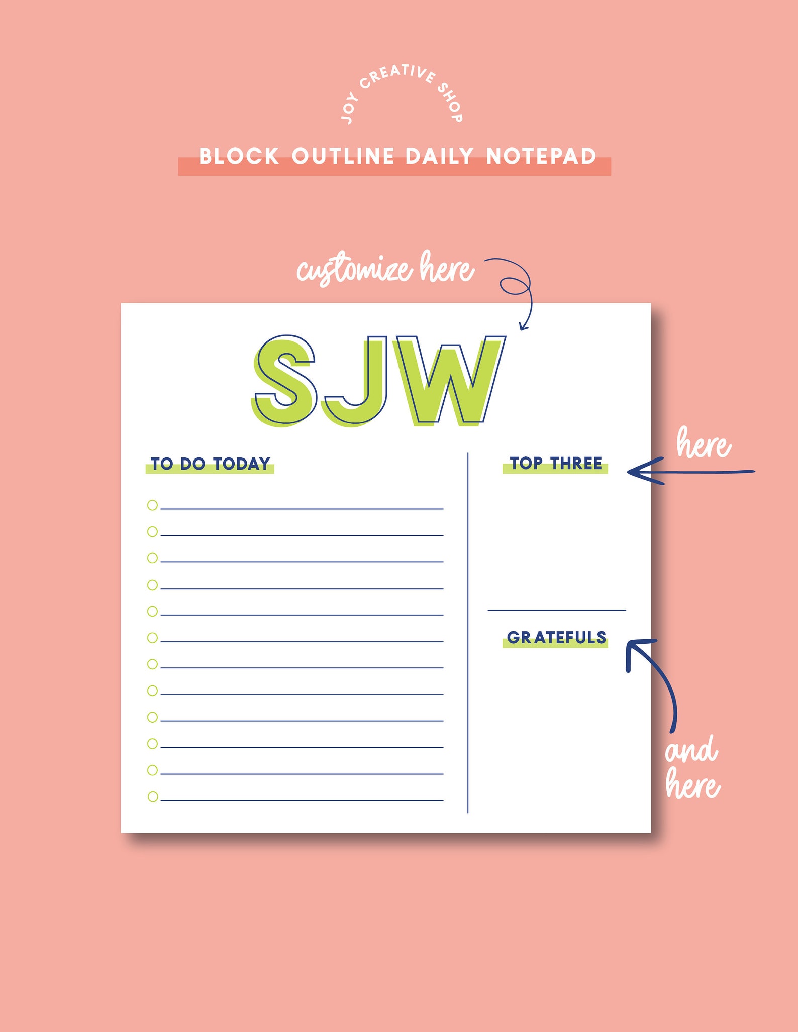 Outline Initial Notepad Personalized Notepad Monogram - Etsy