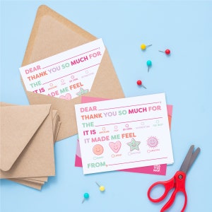 Adorable Kids' Emotion Fill-in Thank You Cards: Pink Birthday & Gift ...