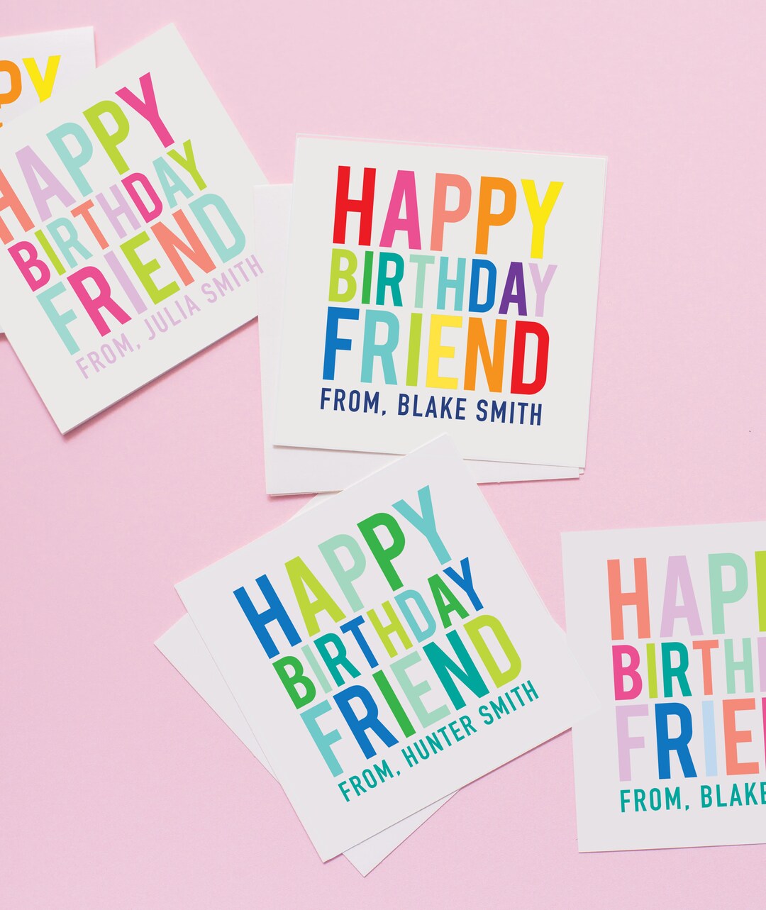 Happy Birthday Friend Stickers, Square Stickers, Personalized Stickers ...