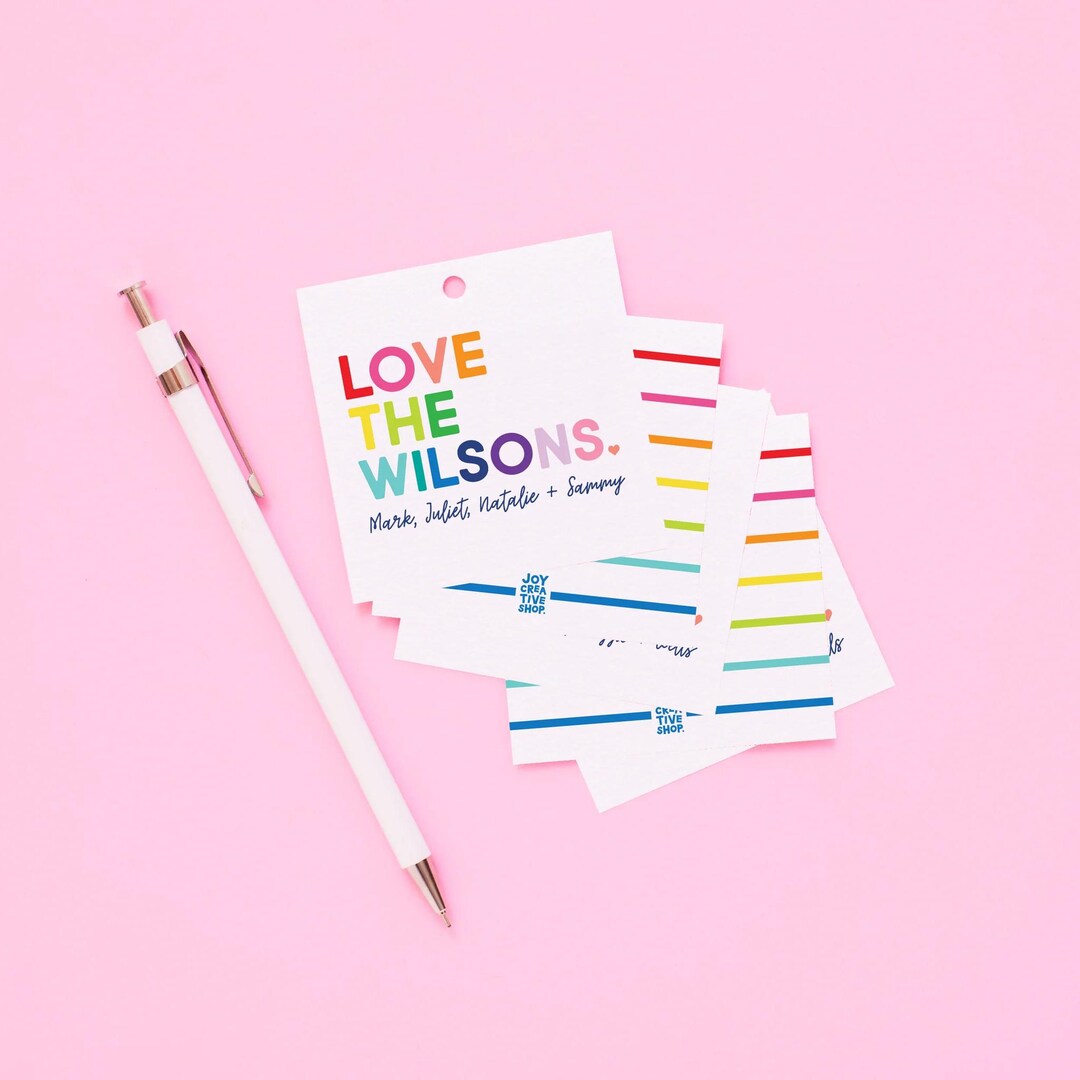 Rainbow Gift Tag, Family Gift Tag, Personalized Tags, Birthday Tag ...