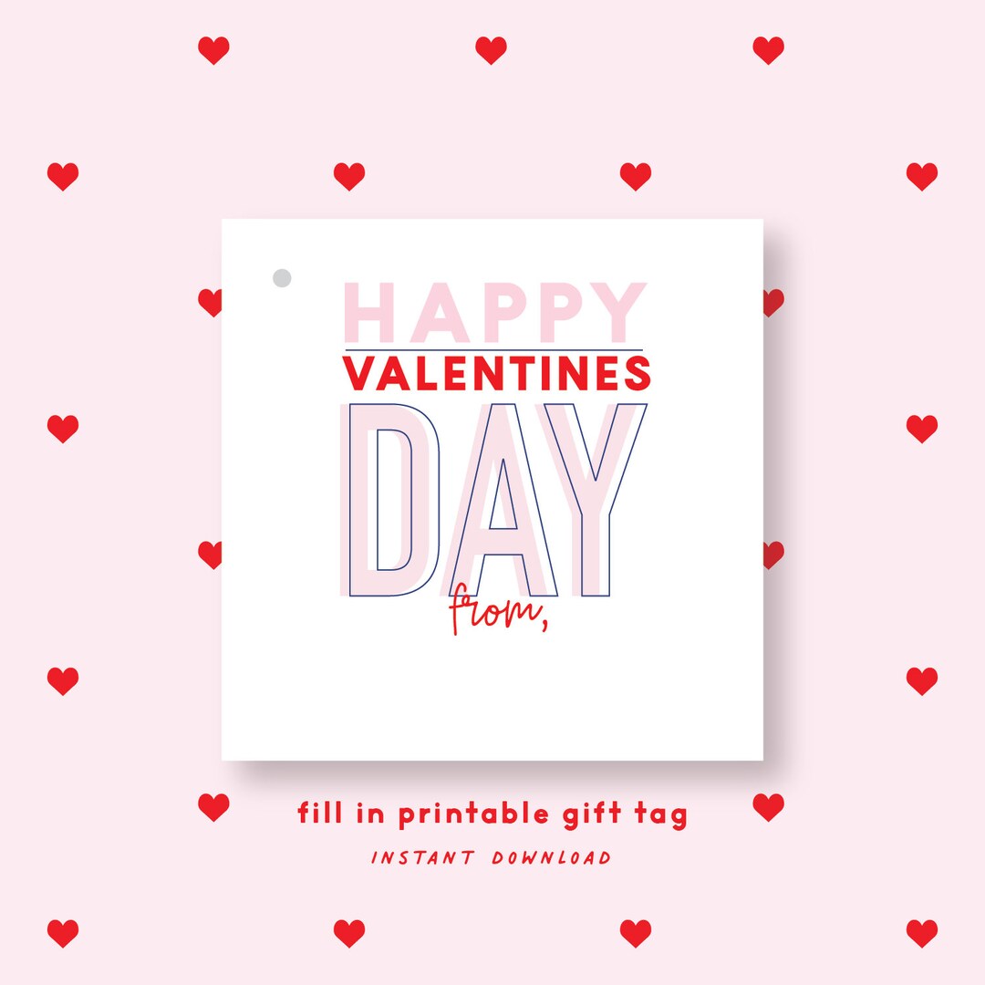 FILL IN PRINTABLE Happy Valentine's Day Gift Tag or Sticker Pink ...