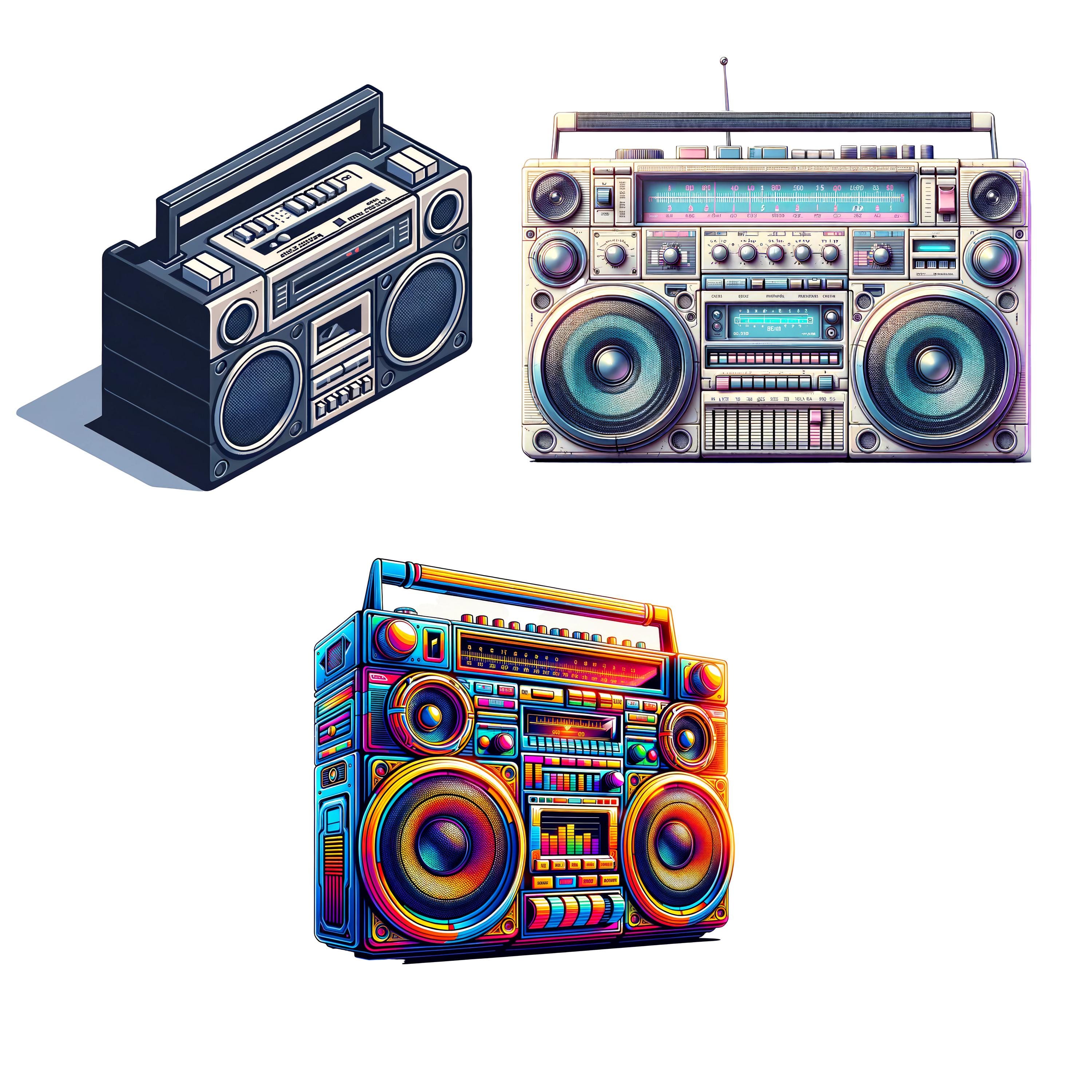 Retro Boom Box Clipart, 80s 90s Cassette Player Clipart, Vintage Stereo ...