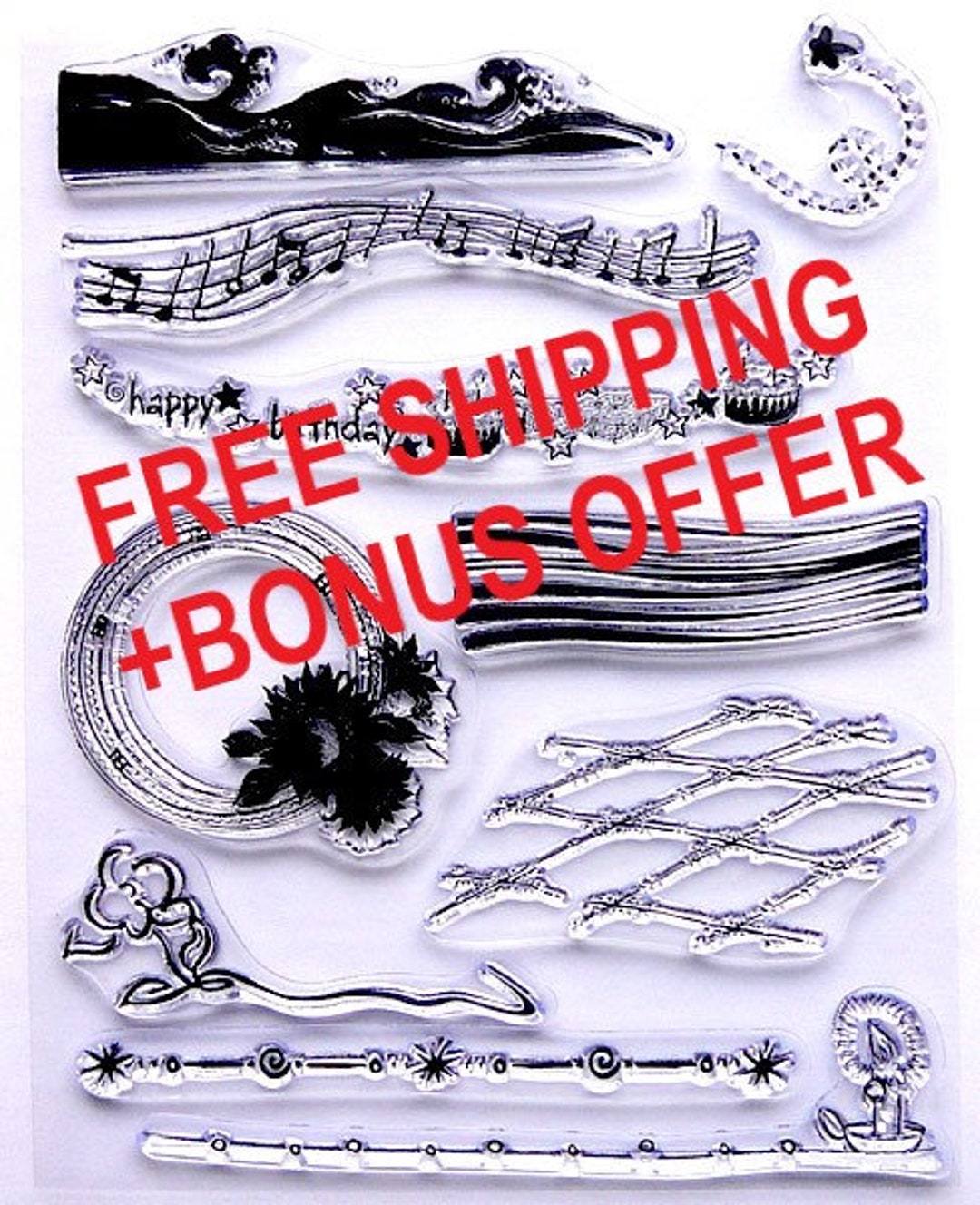 THEME BORDERS Clear Acrylic Stamp Set FREE Shipping Bonus Offer - Etsy
