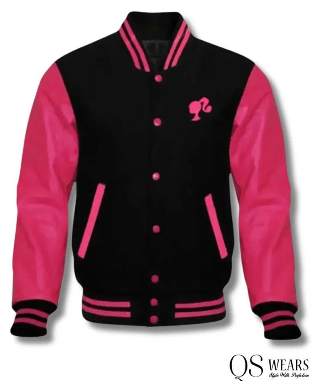 Hot Pink and Black Barbie Handmade Letterman Jacket With Sleeves - Etsy