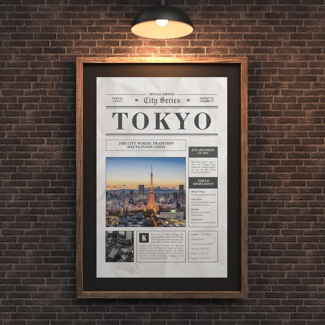 Tokyo Digital Print, Japan Travel Poster, Tokyo Skyline Wall Art ...