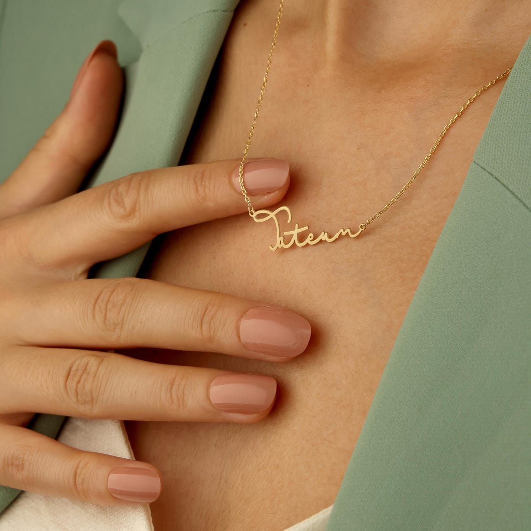 18k Gold Signature Name Necklace: 18K Gold Custom Signature Necklace ...