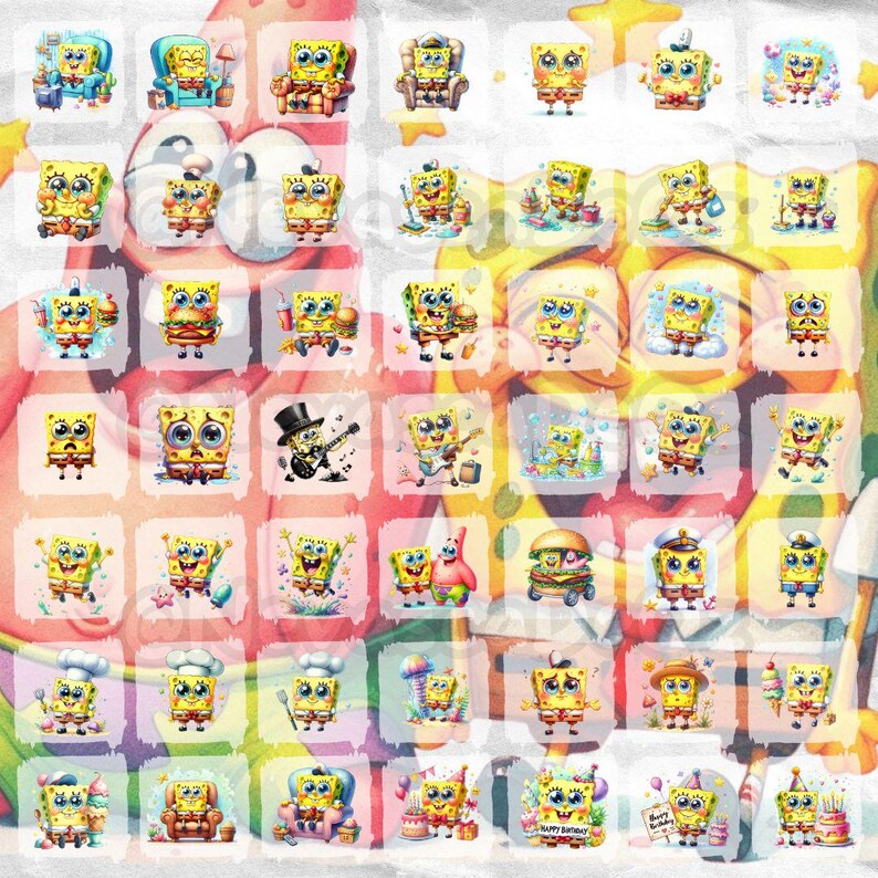Spongebob Cliparts for DIY Gifts and Crafts, Perfect for Birthday Party ...