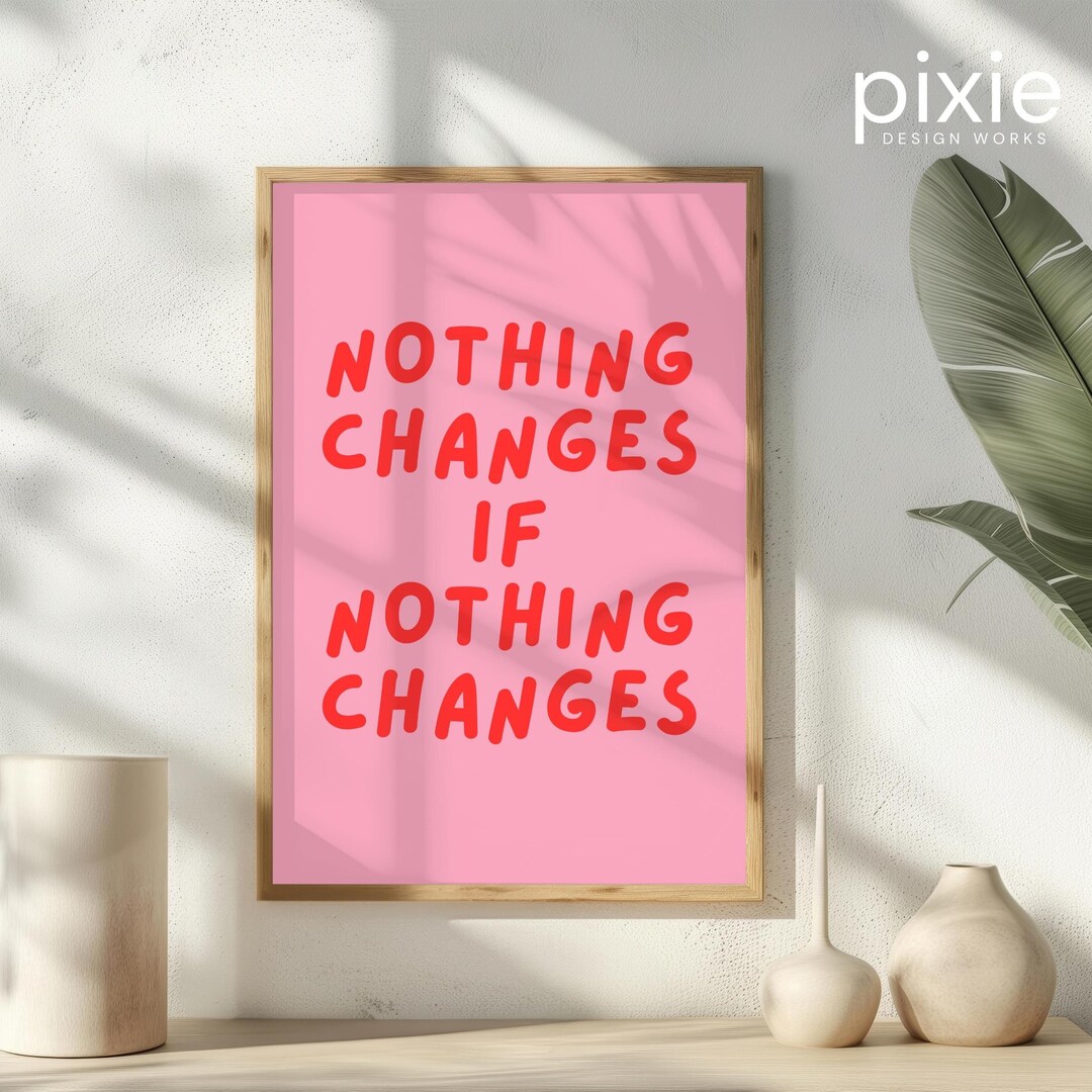 Motivational Wall Art Digital Download | Nothing Changes If Nothing Changes | Printable Trendy ...