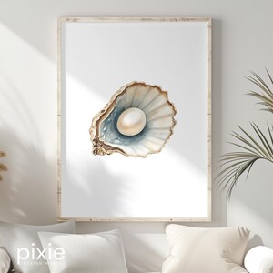 Oyster Shell Pearl Painting: Coastal Wall Art (digital Download) - Etsy