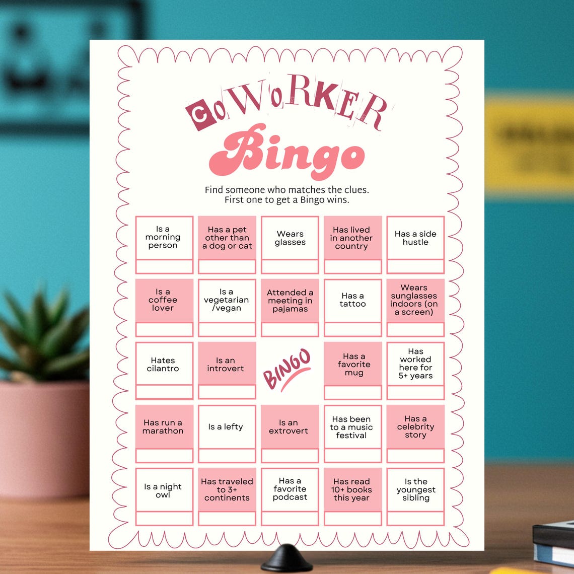Coworker Bingo Game Printable - Quirky Team Building Activity for ...