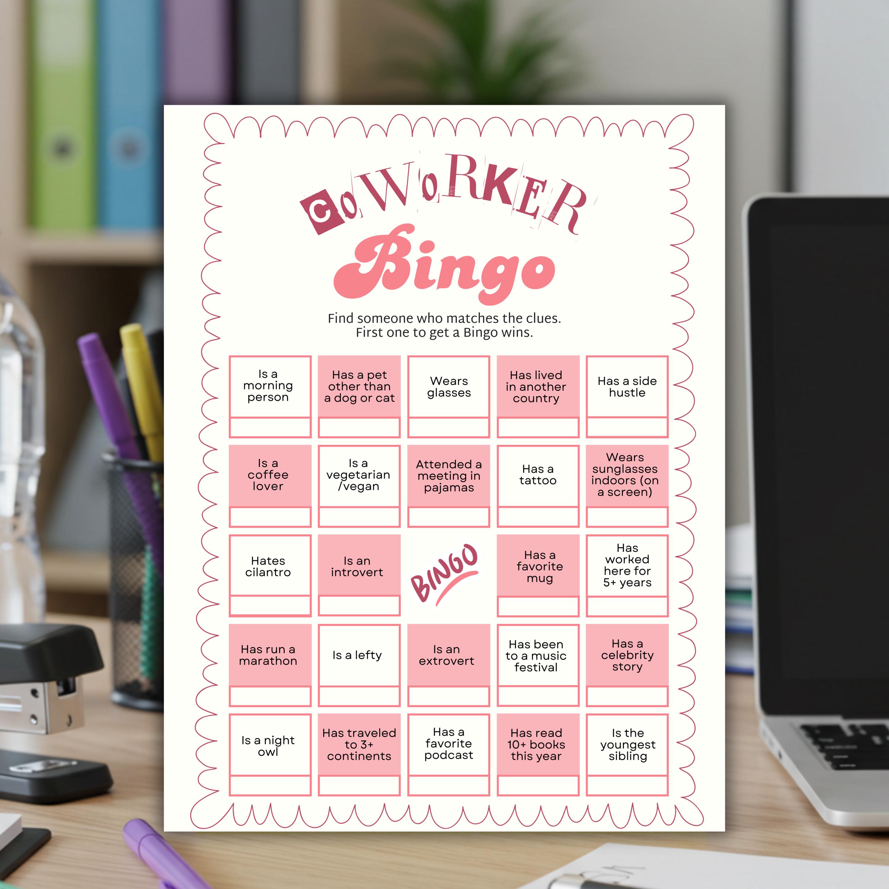 Coworker Bingo Game Printable - Quirky Team Building Activity for ...