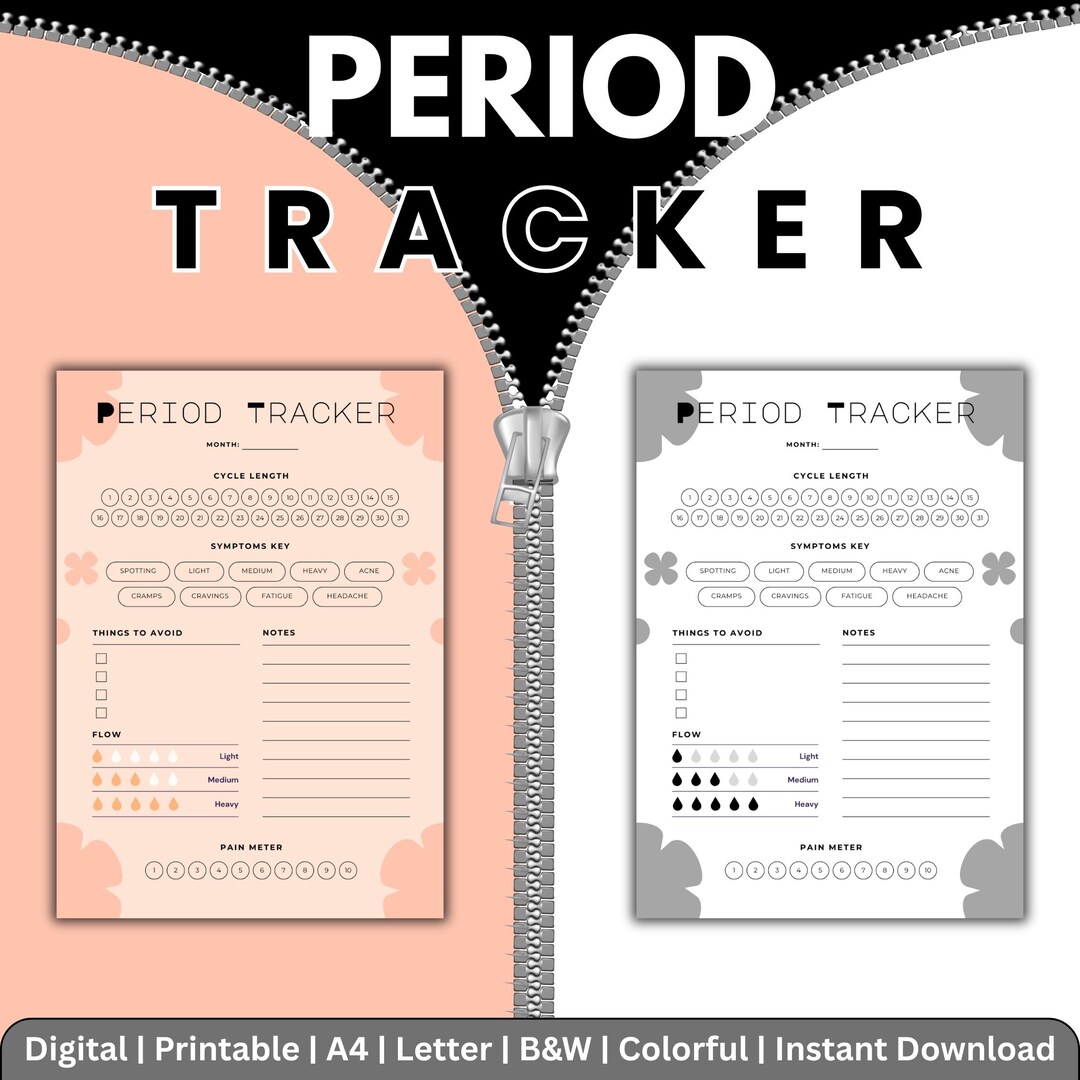 Period Tracker: Symptom, Mood & Cycle Log (digital Download) - Etsy