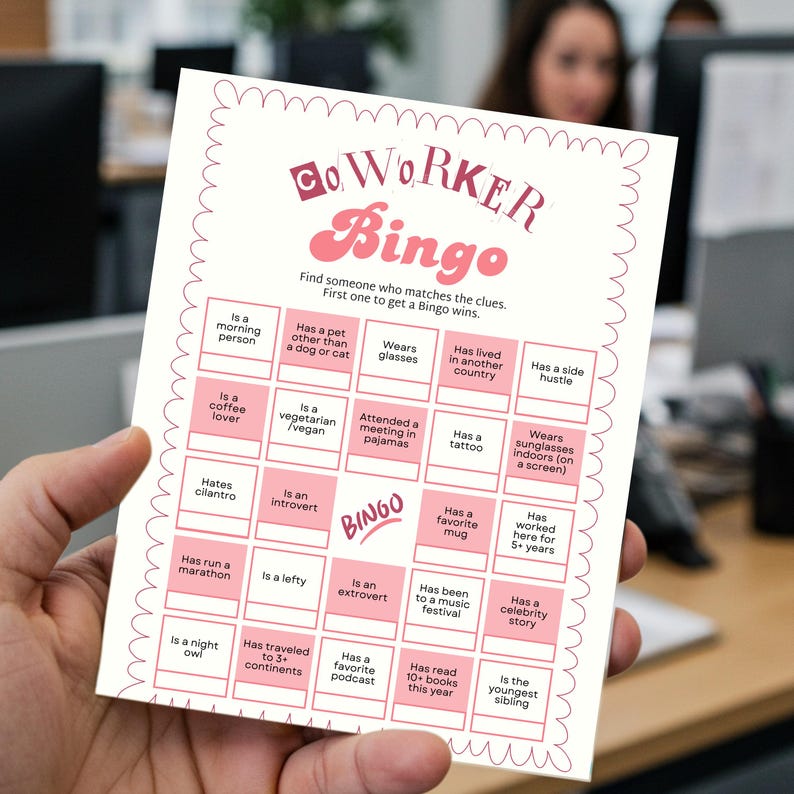 Coworker Bingo Game Printable - Quirky Team Building Activity for ...