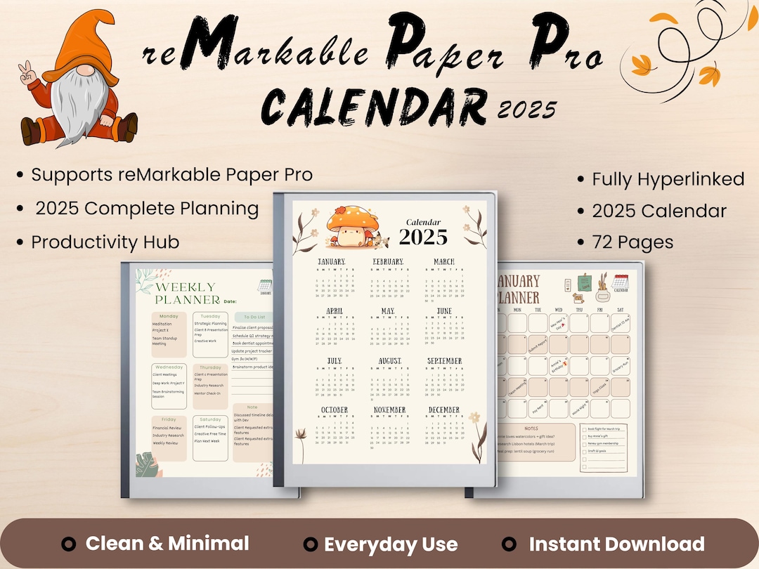 Remarkable Paper Pro 2025 Calendar & Planner (PDF Templates) - Etsy