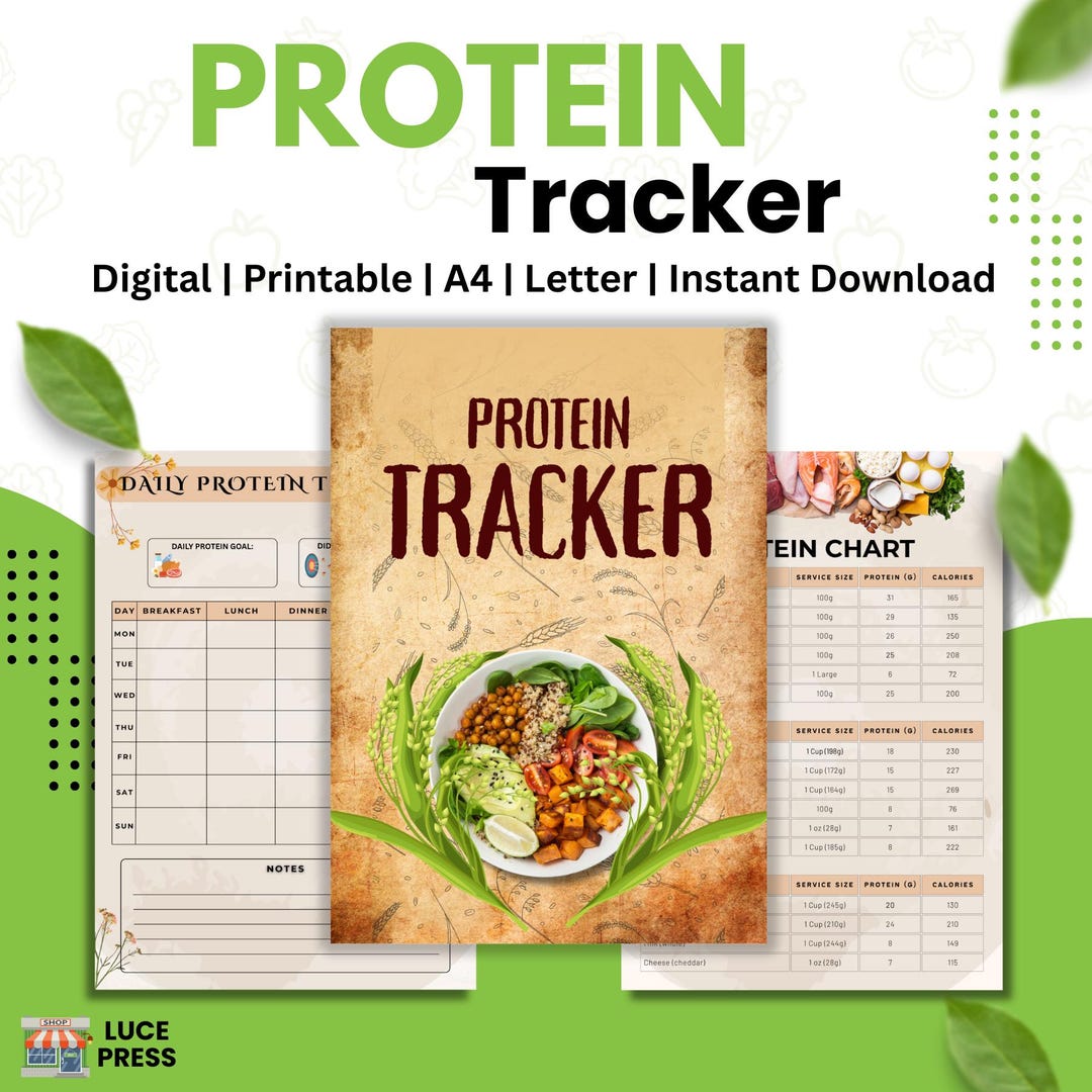 Printable Protein Tracker: Daily & Monthly Food Charts (US Letter + A4 ...