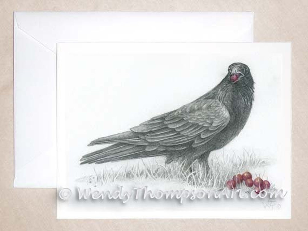 Grapeater Ravens Note Cards - Original Design Corvid Art, Raven ...