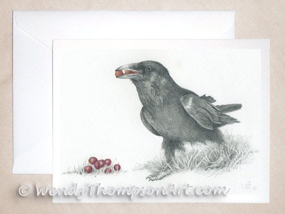 Grapeater Ravens Note Cards - Original Design Corvid Art, Raven ...