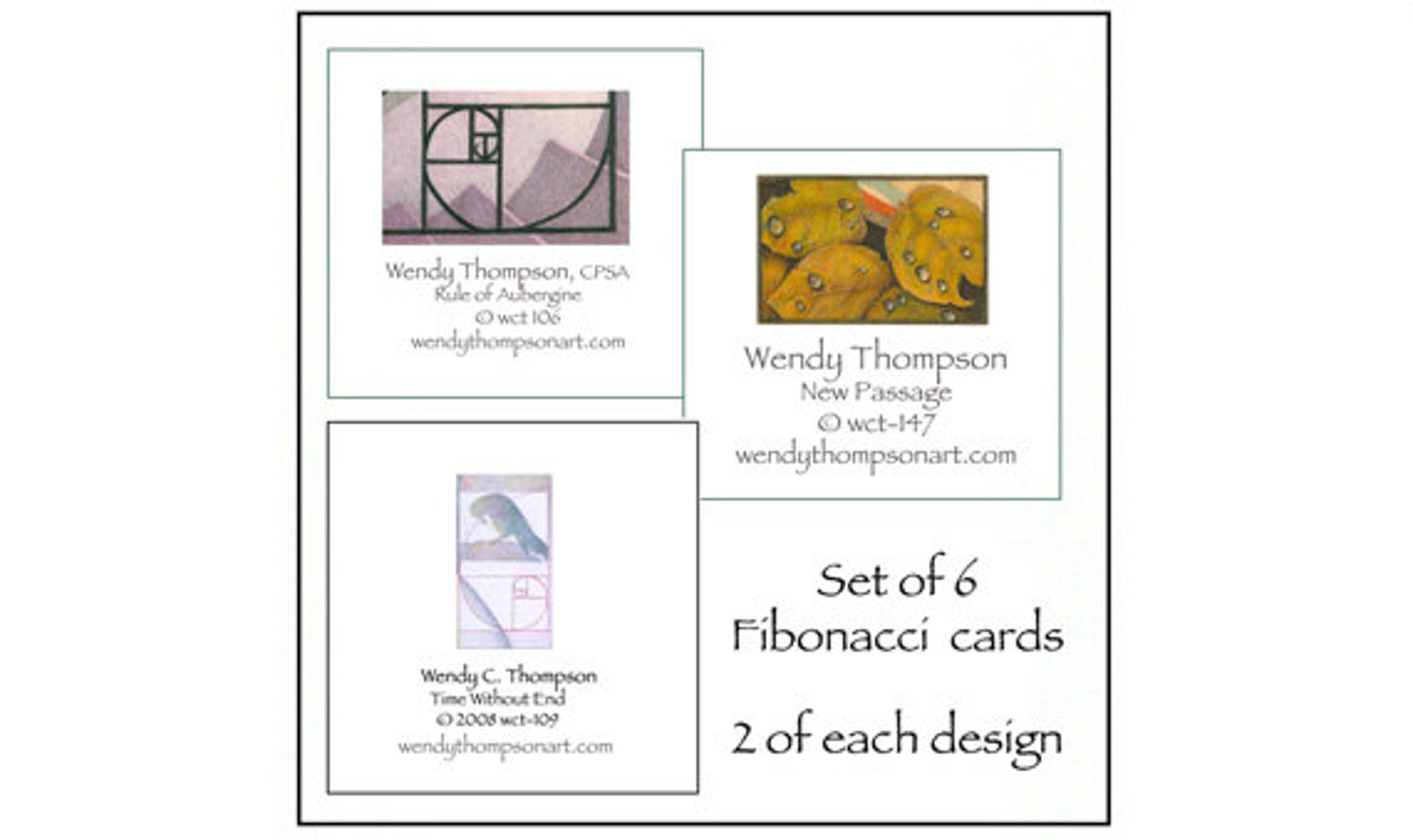 Fibonacci Art Note Cards set of 6 Two of Each Original - Etsy