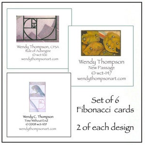 Fibonacci Art Note Cards -set of 6, Two of Each Original Design, Raven ...