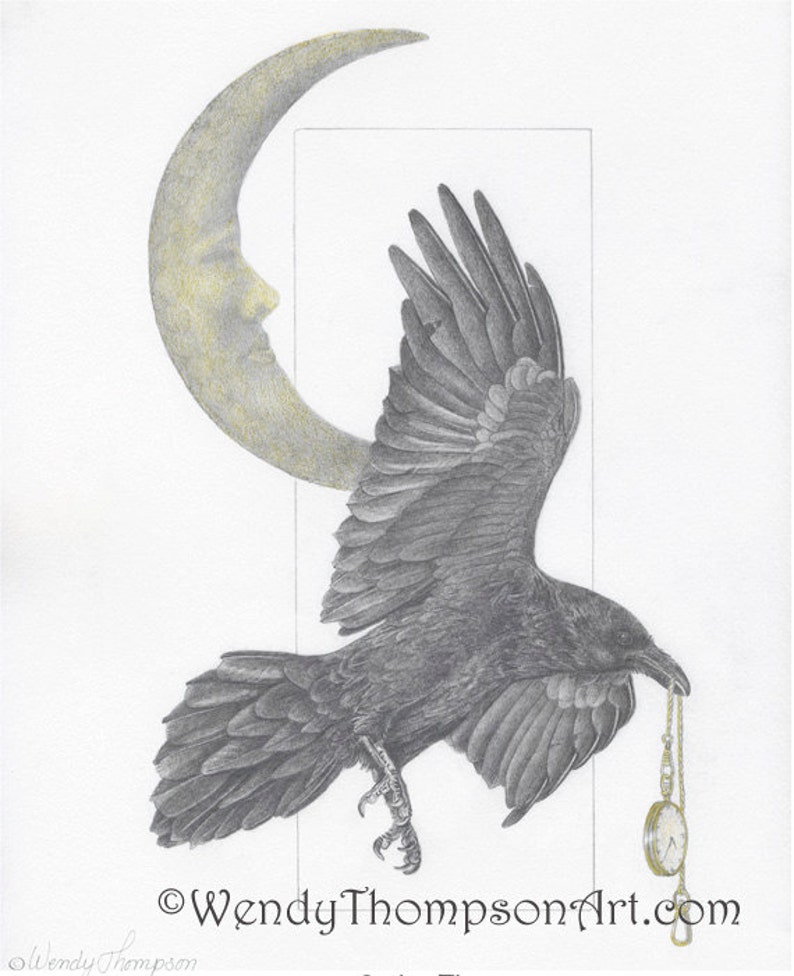 RAVEN Corvid art Open edition print original graphite | Etsy