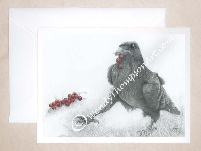 Grapeater Ravens Note Card Set of Four Original Design - Etsy