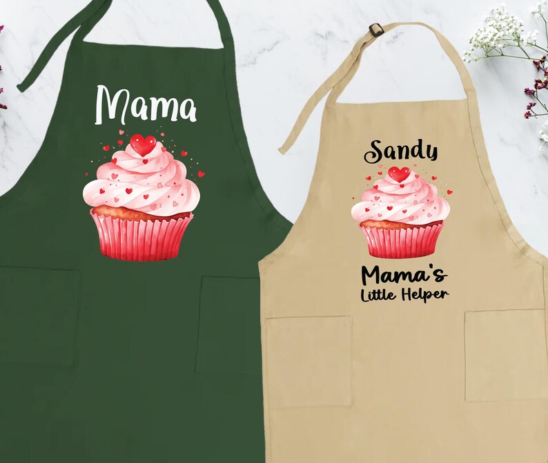 Custom Grandma and Grandchild Apron, Mom and Daughter Matching Aprons ...