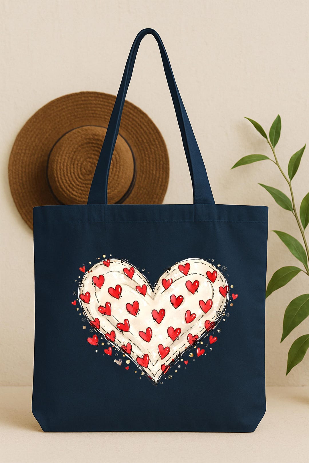 Valentine's Day Heart Tote Bag, Red Hearts Tote Bag, Valentine's Day ...