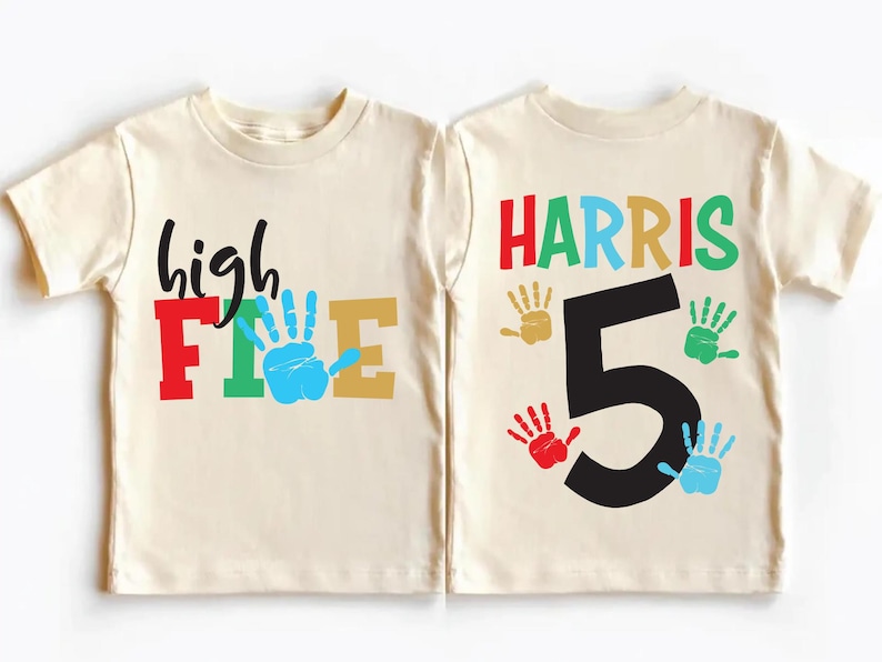 Custom 5th Birthday Boy Tee, High Five T-shirt, 5 Years Old Birthday ...