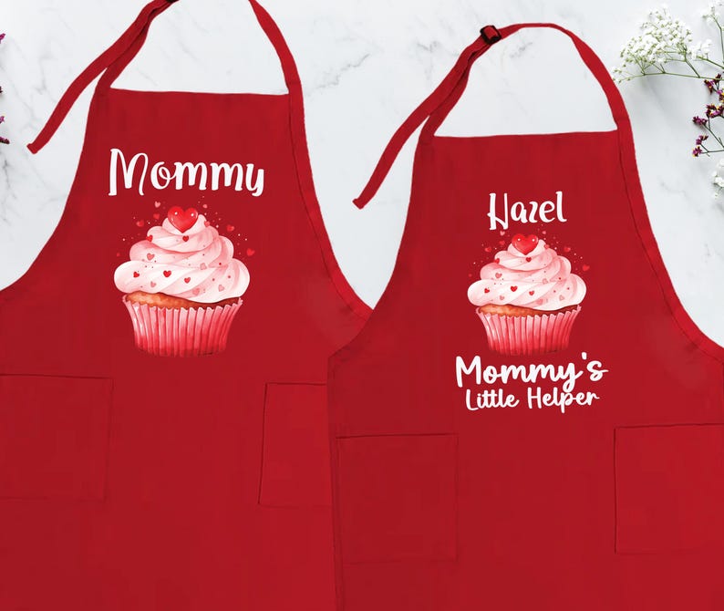 Custom Grandma and Grandchild Apron, Mom and Daughter Matching Aprons ...