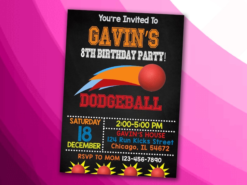 Dodgeball Theme Birthday Invitation Design - DIGITAL FILE ONLY! - Etsy ...