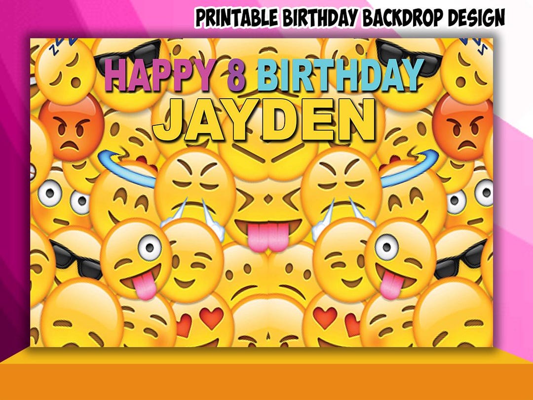 Emoticon Theme Birthday Backdrop Design - DIGITAL FILE ONLY! - Etsy