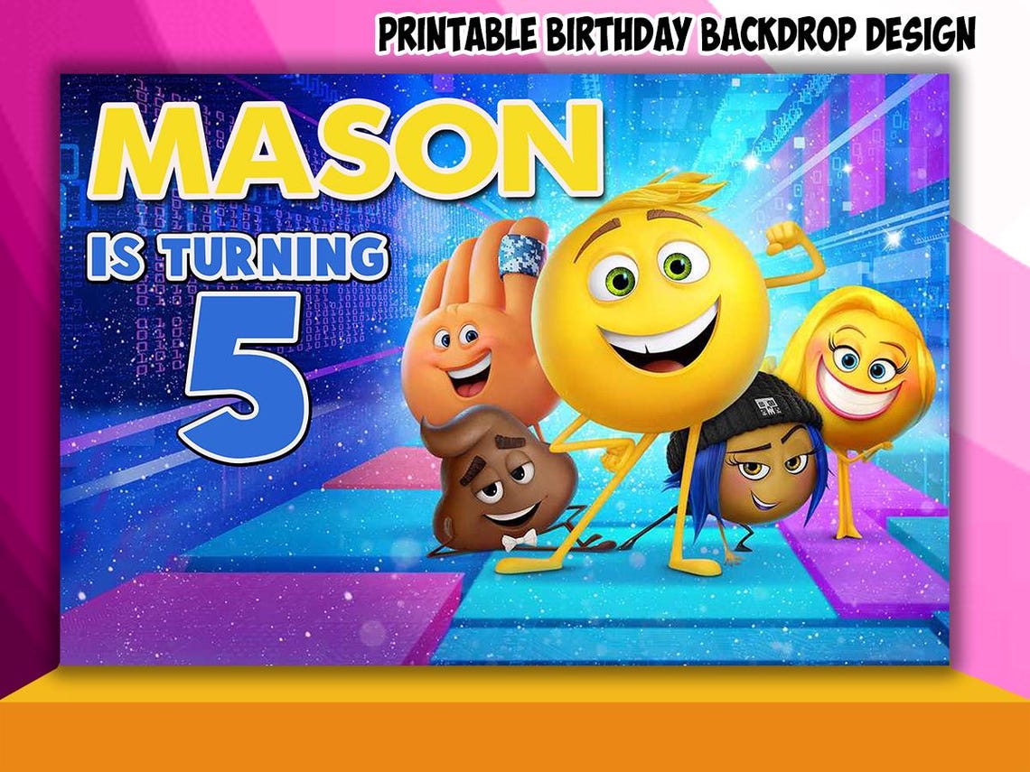 Emoticon Theme Birthday Backdrop Design - DIGITAL FILE ONLY! - Etsy