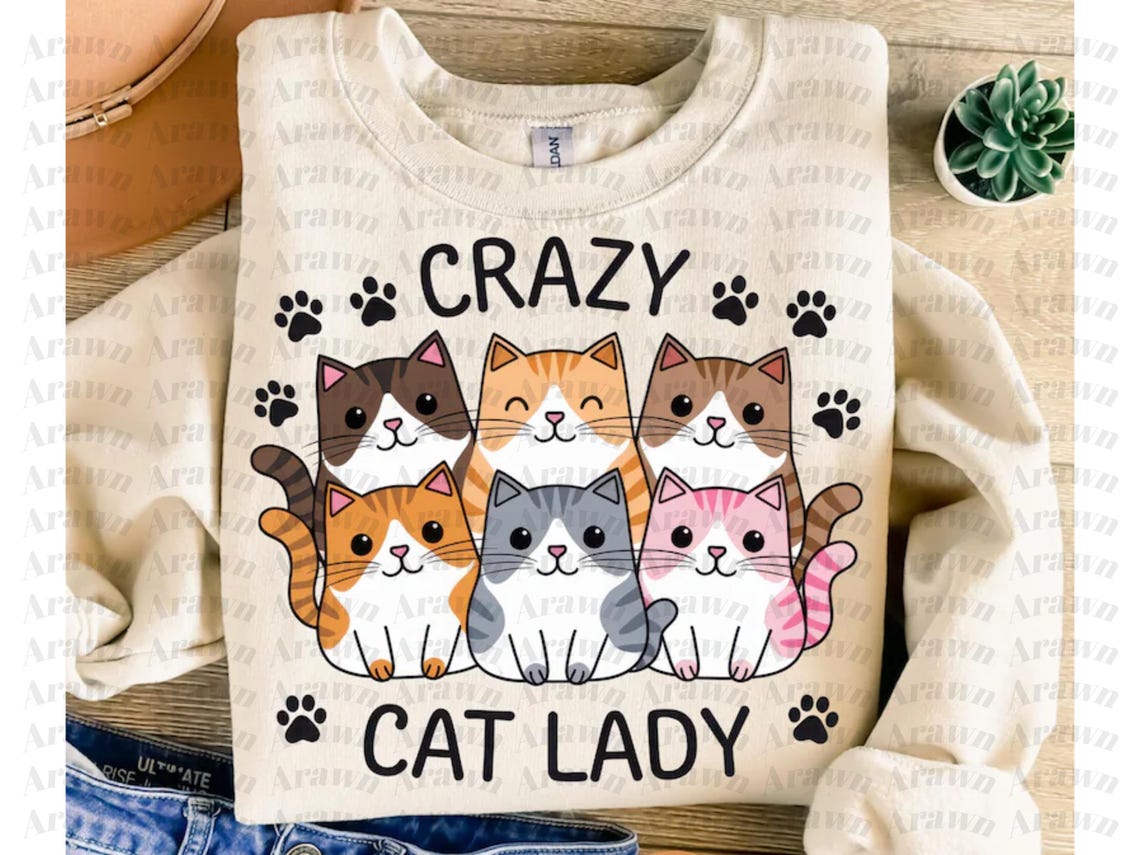 Crazy Cat Lady Png, Sublimation Design, Funny Cats Png, Kitten Png, Cat ...