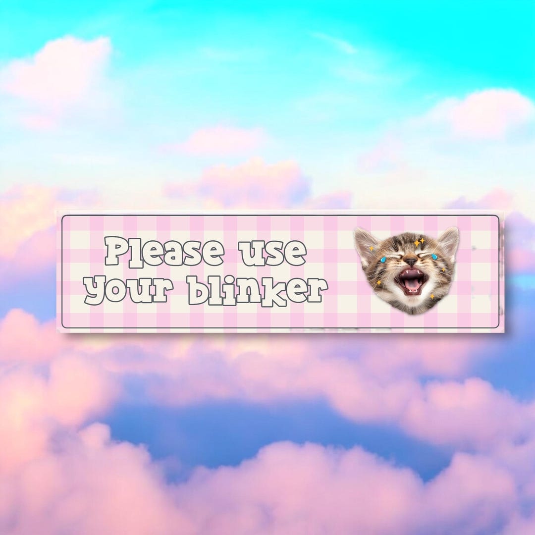 Cute Cat Bumper Sticker – 'please Use Your Blinker' Funny Car Decal ...