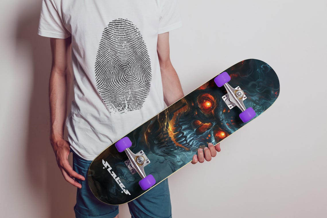 Fire Skull | Rocker | Skateboard Deck | Slates Original Design | Custom ...