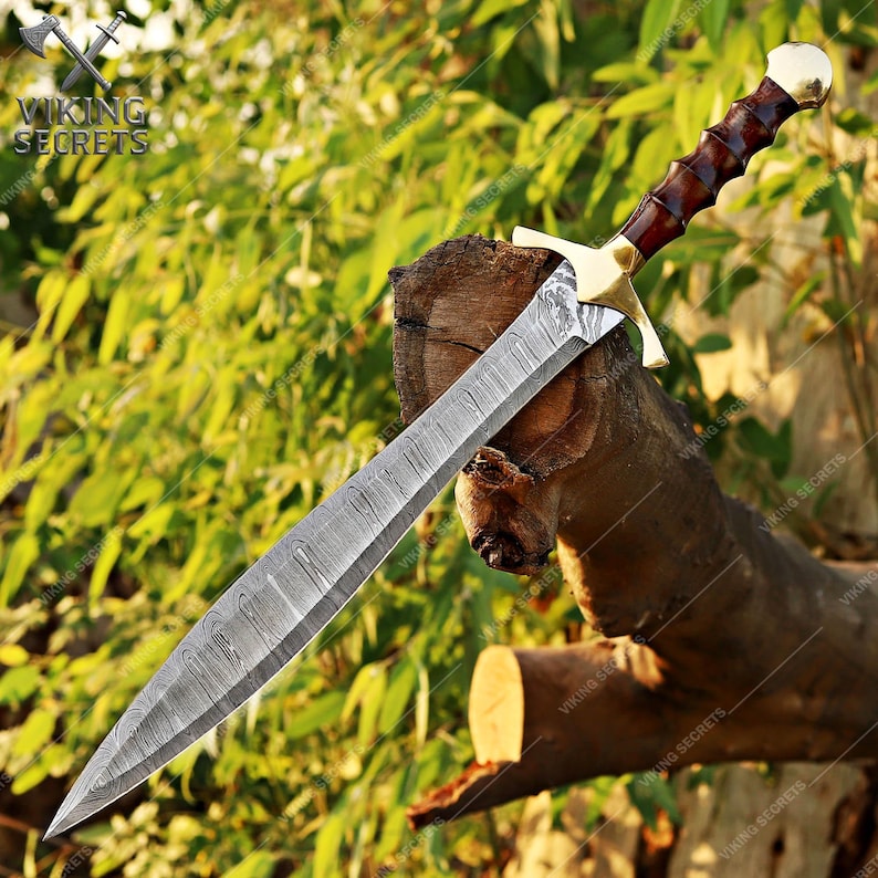 Hand Forged Damascus Steel Viking Sword: Cosplay LARP Medieval Cutlass ...