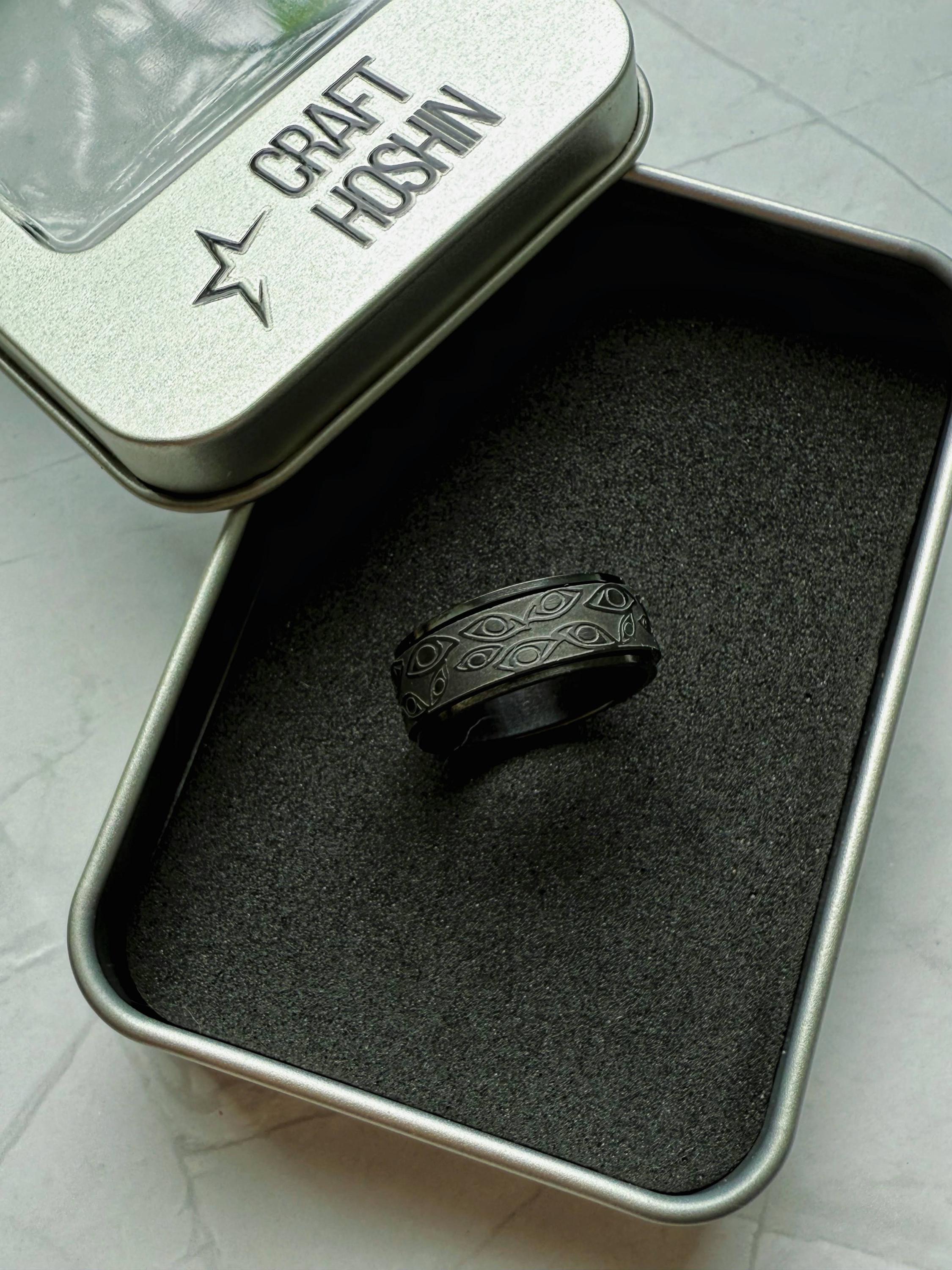 Jujutsu Kaisen Spinner Ring | Cursed Eye Black Spin Band | JJK Anxiety ...