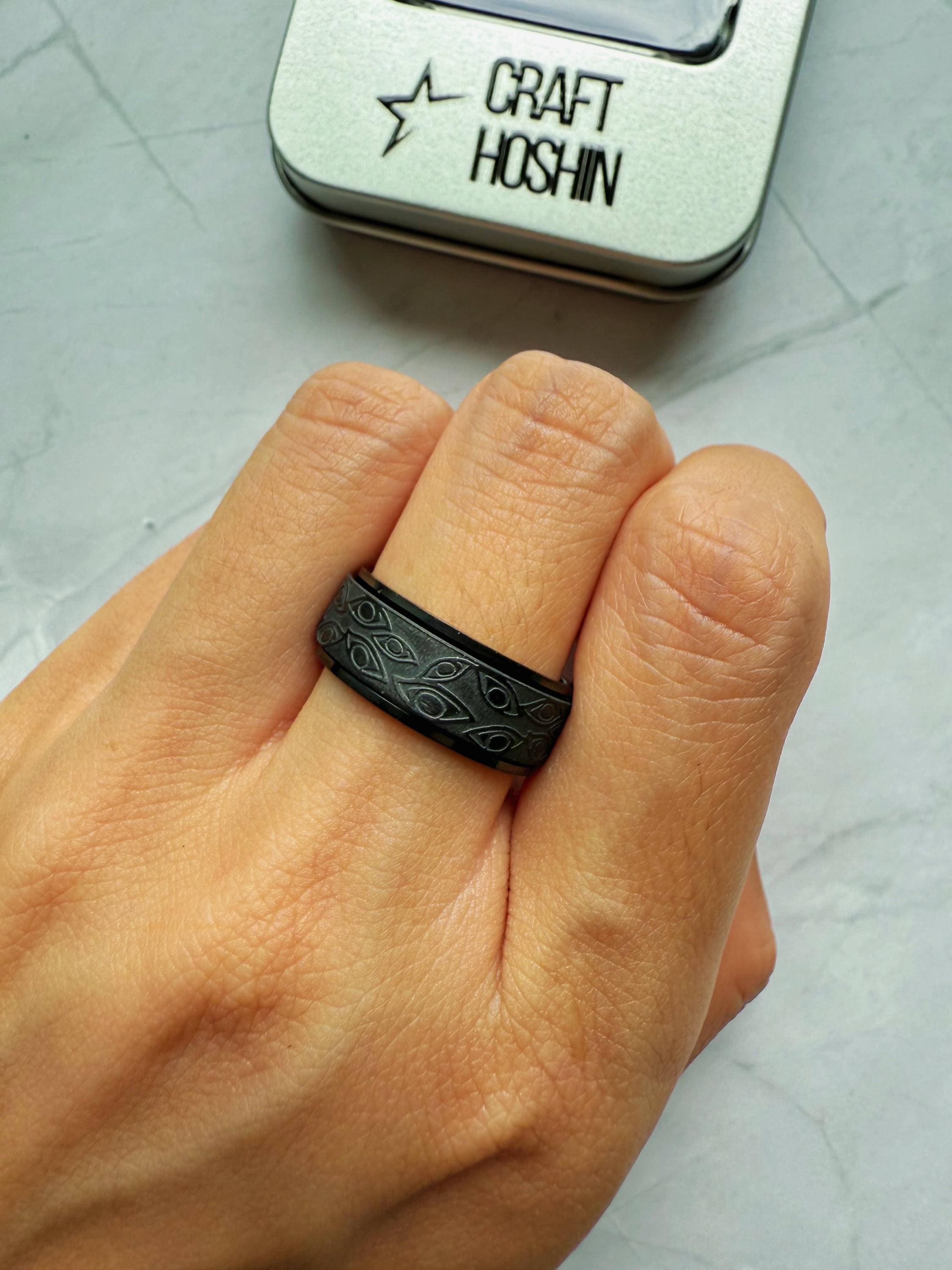 Jujutsu Kaisen Spinner Ring | Cursed Eye Black Spin Band | JJK Anxiety ...