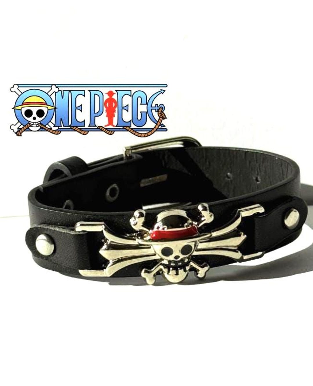 Anime Skull Leather Bracelet | Pirate Cuff Vegan Leather | One Piece ...