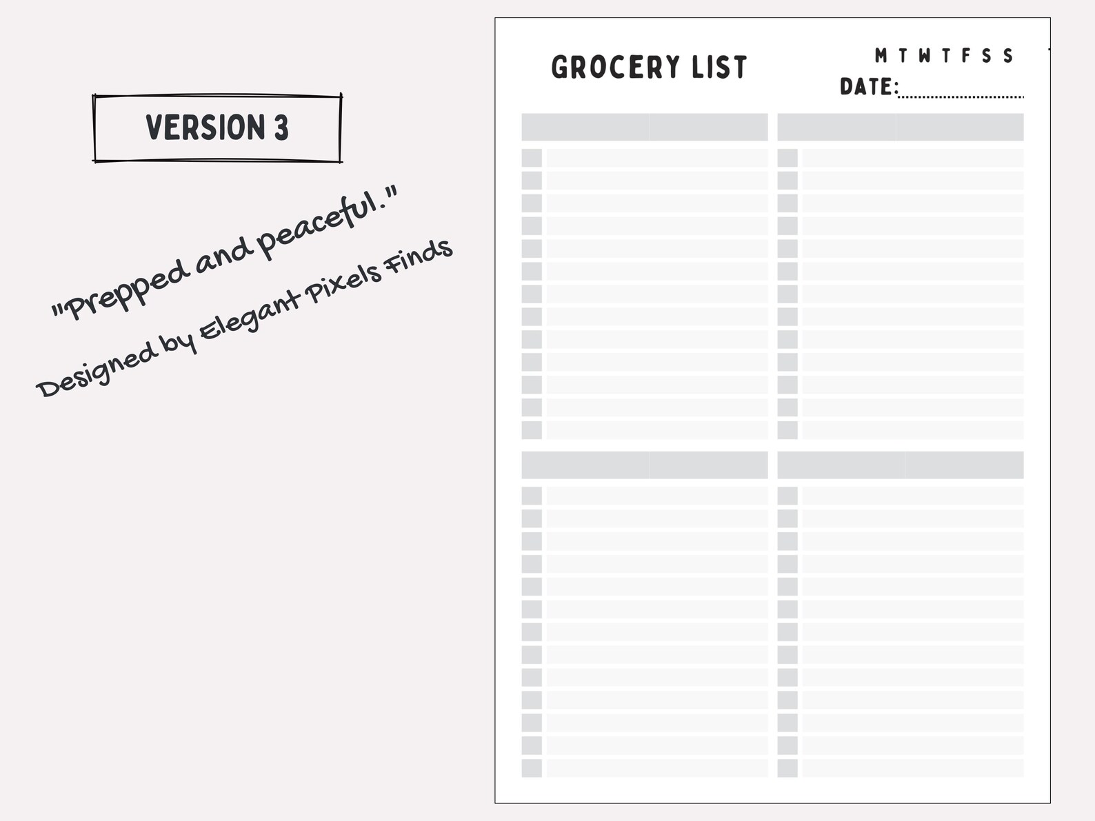 Editable Grocery List Template PDF and Visual ,family Grocery List ...