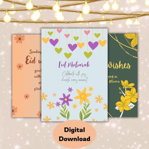 Floral Eid Card Printable | Eid Mubarak Greeting Card | Instant ...