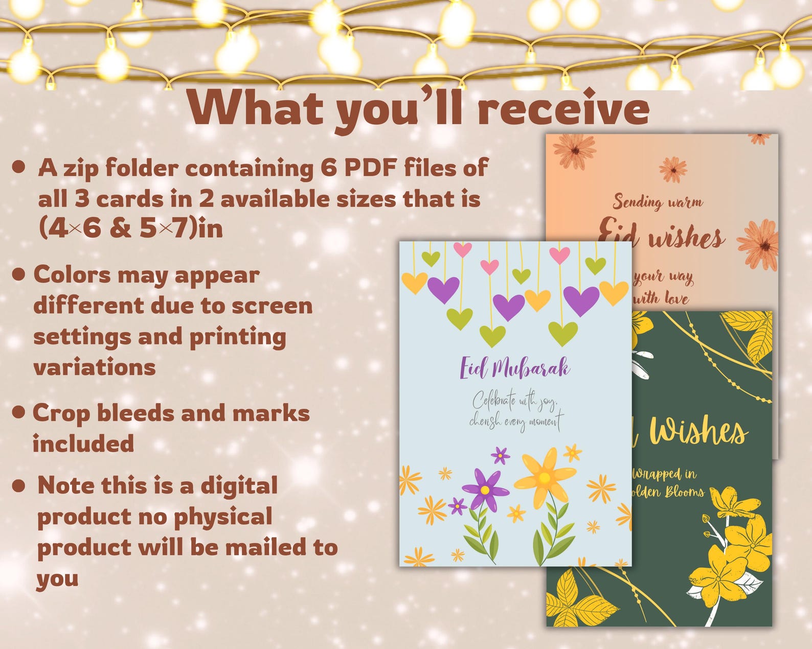 Floral Eid Card Printable | Eid Mubarak Greeting Card | Instant ...